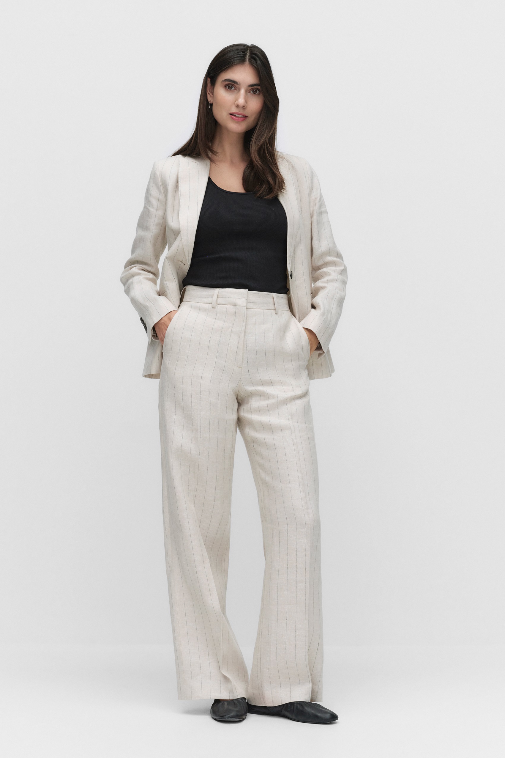 Stockh lm Tilma Trousers Beige Pinstripe | MQ Marqet