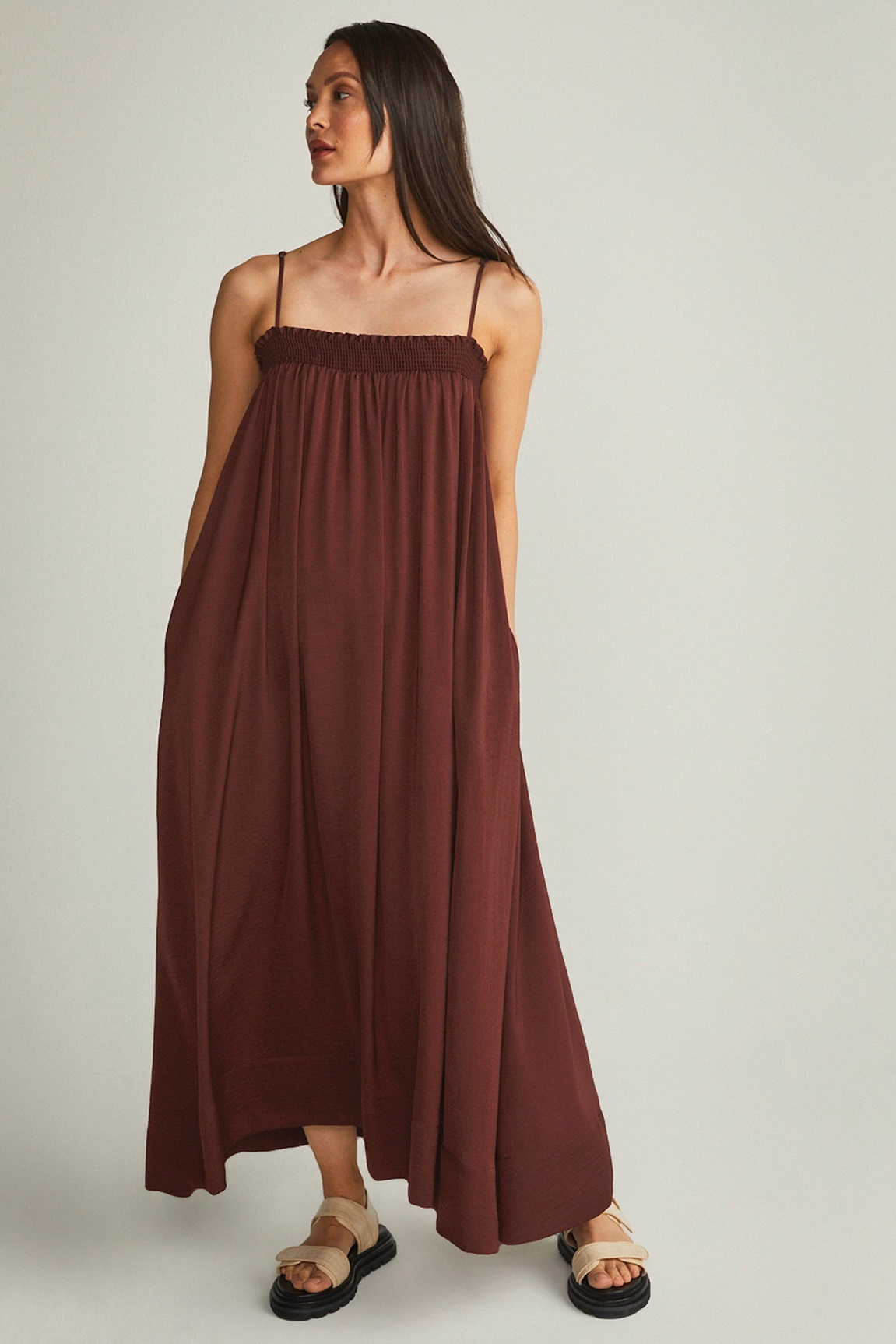 Second Female Minga Maxi Dress Rum Raisin | MQ Marqet