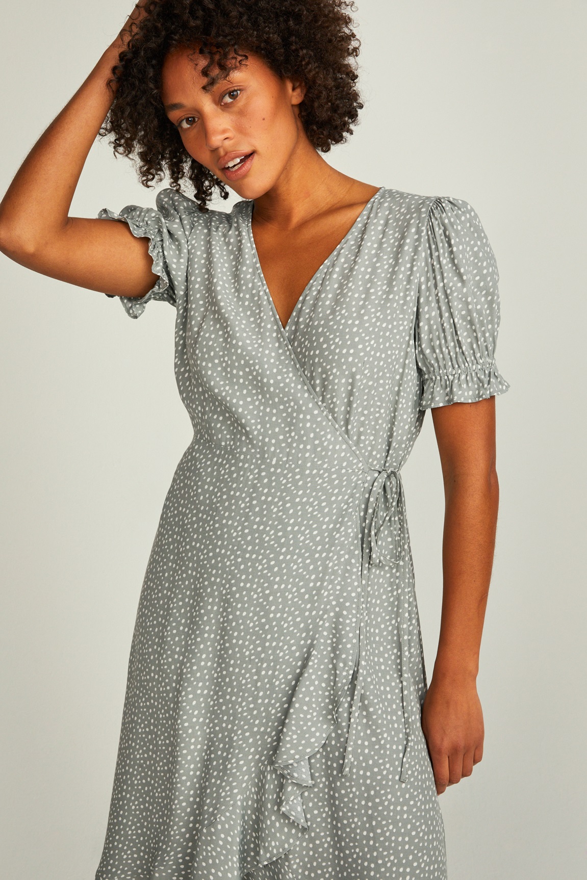 Dobber Puro Wrap Dress Green Flower | MQ Marqet