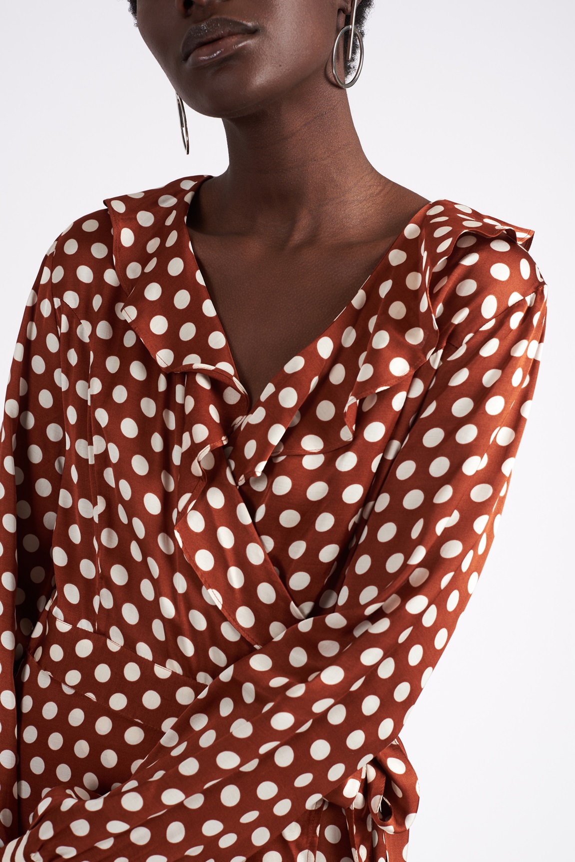 Second Female Spotty Wrap Dress Rustic Brown | MQ Marqet