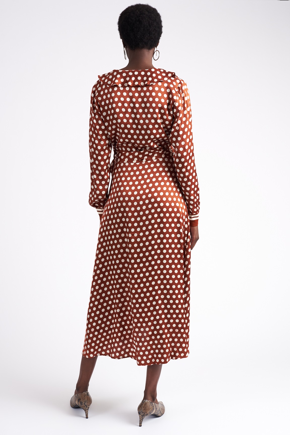 Second Female Spotty Wrap Dress Rustic Brown | MQ Marqet