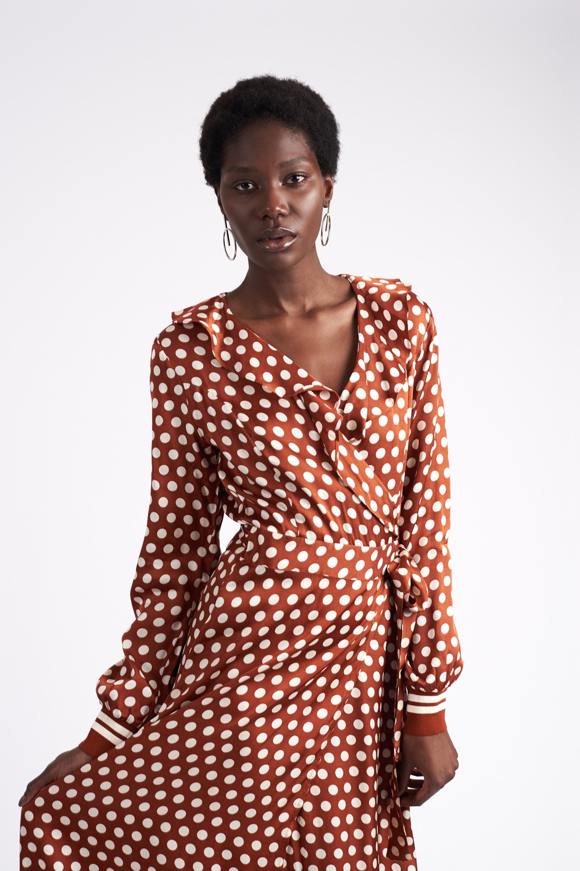 Second Female Spotty Wrap Dress Rustic Brown | MQ Marqet