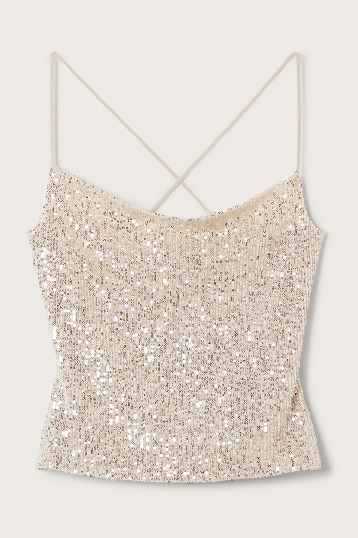 Stockh lm Studio Penny Sequin Top Champagne | MQ Marqet