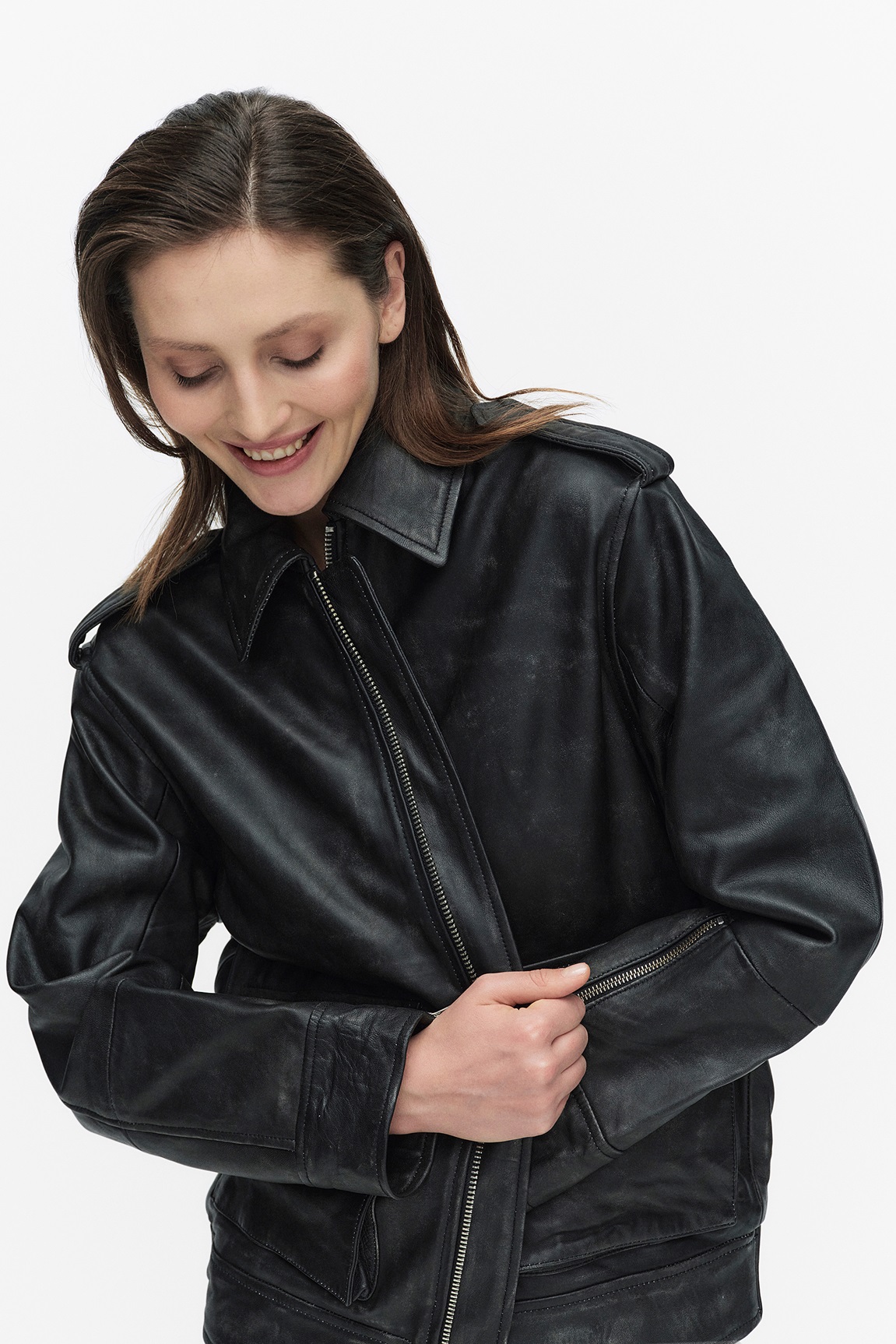 Second Female Auras Leather Jacket Black | MQ Marqet