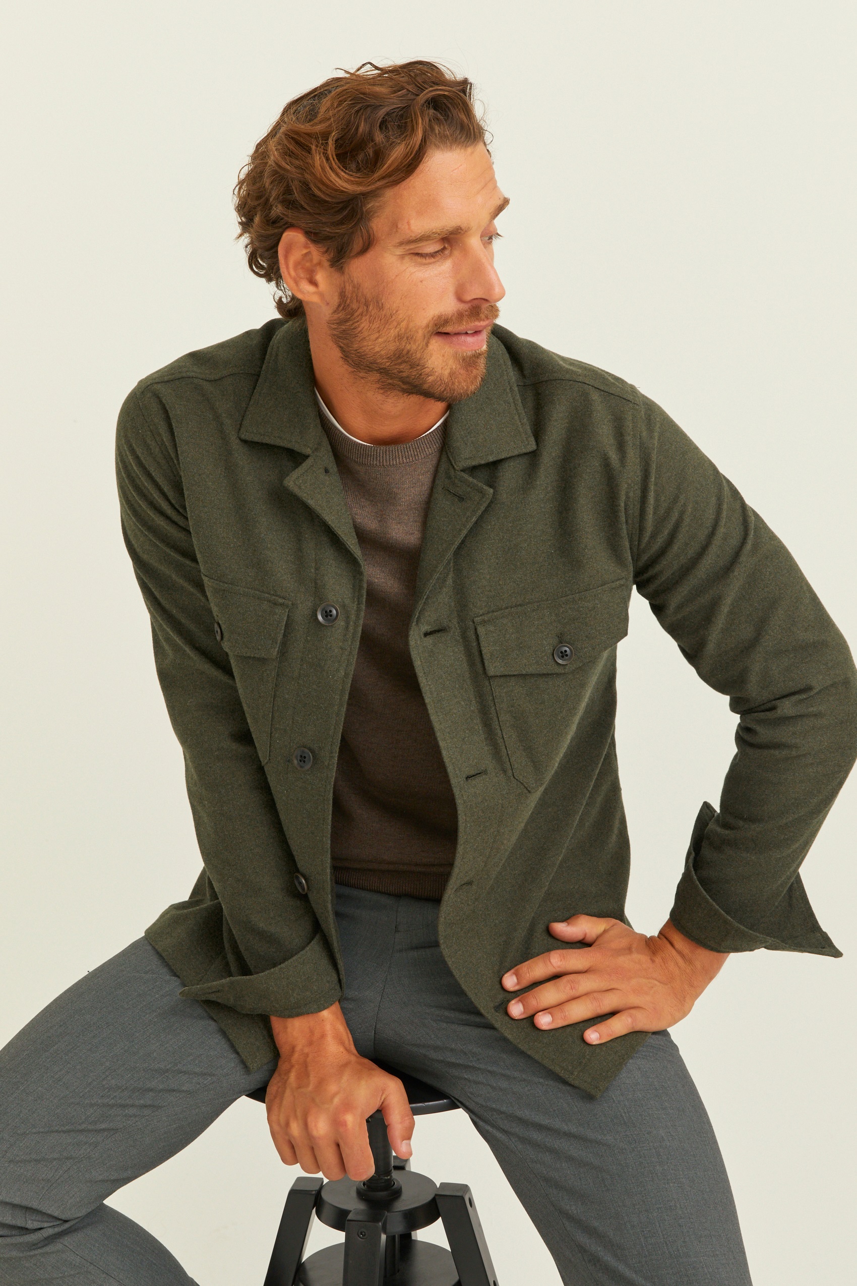 Bläck Jason Overshirt Dark Green Mel | MQ Marqet