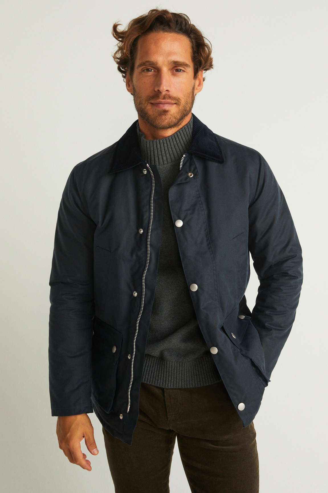 Brixtol Textiles Curtis Navy Wet Wax | MQ Marqet