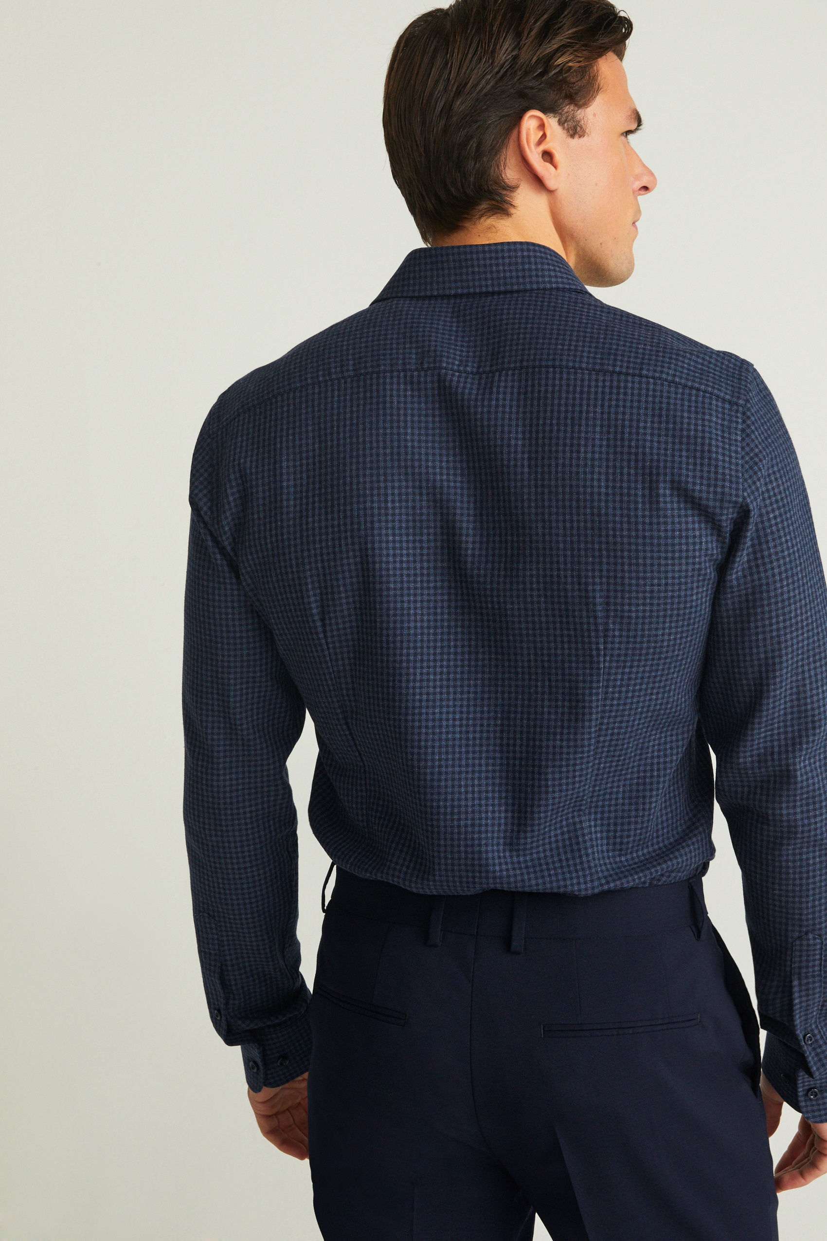 Bläck Leo Houndstooth Shirt Dark Blue Mel | MQ Marqet