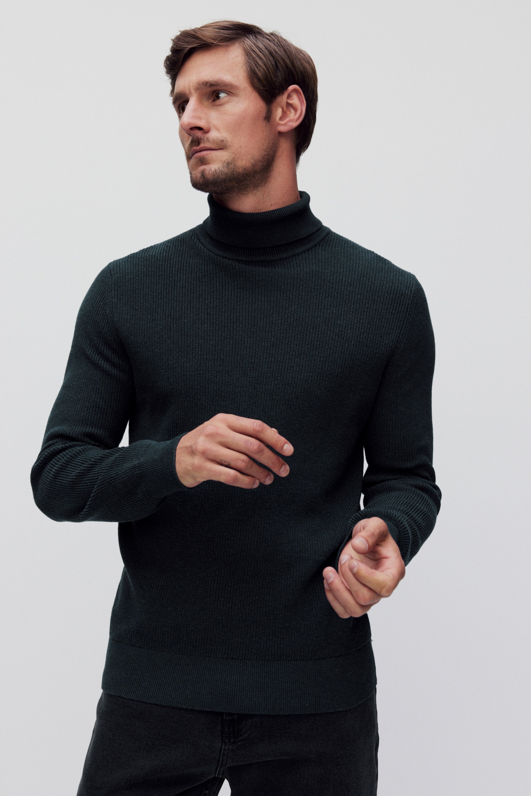 Dobber Omar Ribknitted Rollneck Dk Blue Mel | MQ Marqet