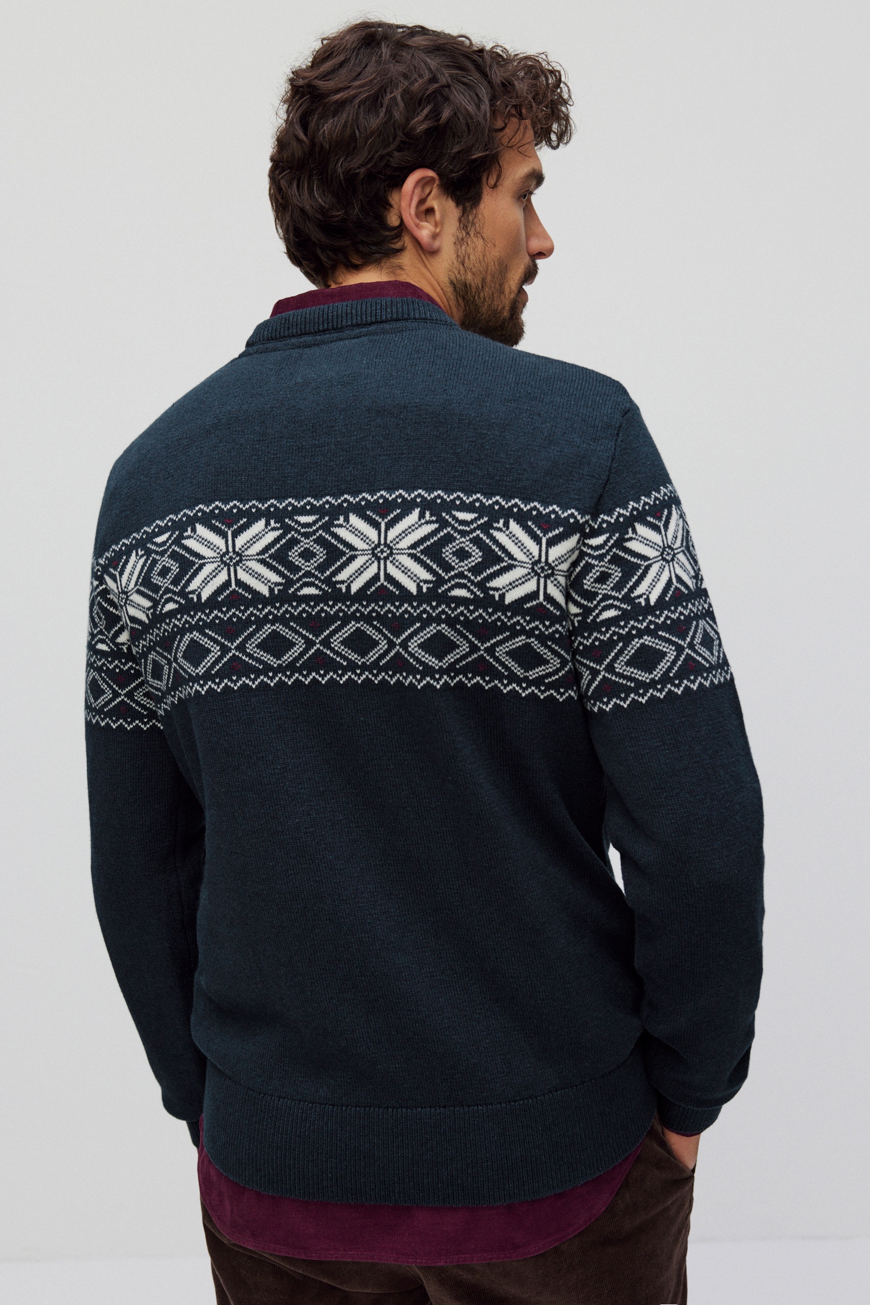 Bondelid Tim Jacquard Crew Neck Navy | MQ Marqet